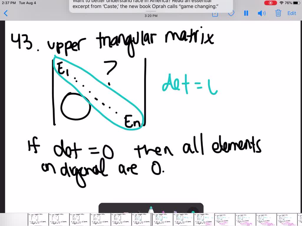 SOLVED A Square Matrix Is Called An Upper Triangular Matrix If All 