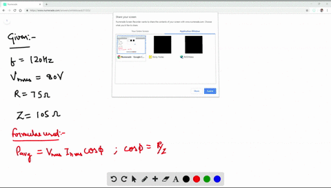 SOLVED:In an A.C circuit R=4 ohm , Z=5 ohm, Vrms=200V and Irms=1.5 A ...