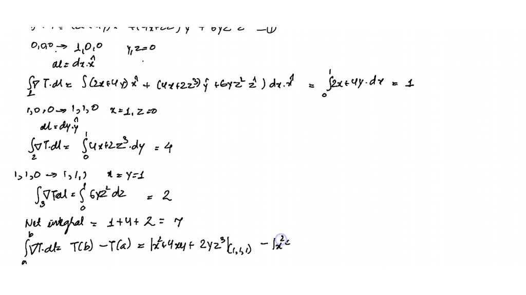 Check the fundamental theorem for gradients, using T=x^2+ 4 x y+2 y z^3 ...