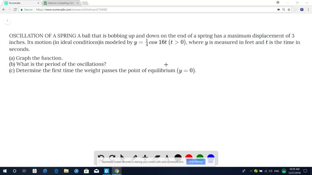 SOLVED:OSCILLATION OF A SPRING A ball that is bobbing up and down on ...