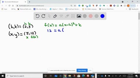 SOLVED:Use the vertex (h, k) and a point on the graph (x, y) to find ...