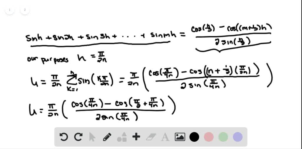 ⏩SOLVED:Use the formula sinh+sin2 h+sin3 h+⋯+sinm h =(cos(h /… | Numerade