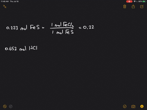 ⏩SOLVED:Iron(II) sulfide reacts with hydrochloric acid according to ...