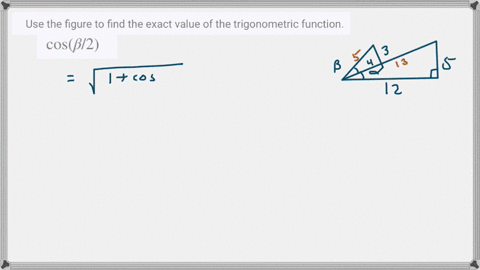 SOLVED:Use the figure to find the exact value of the trigonometric function. cos(β/ 2)