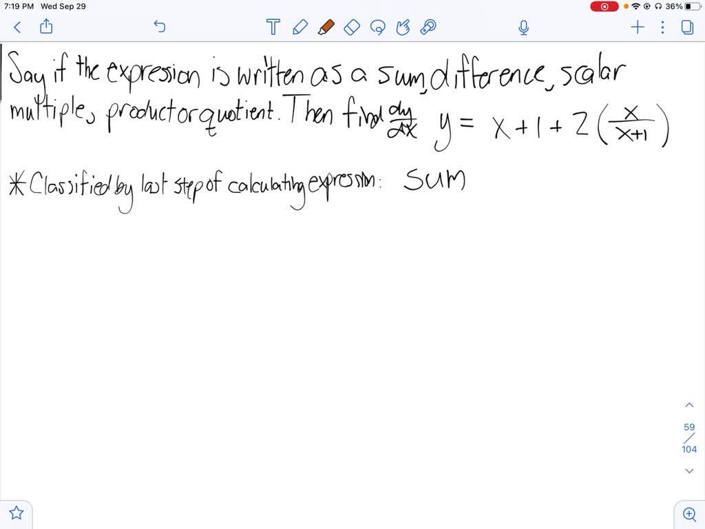 SOLVED:Use the calculation thought experiment to say whether the expression is written as a sum ...