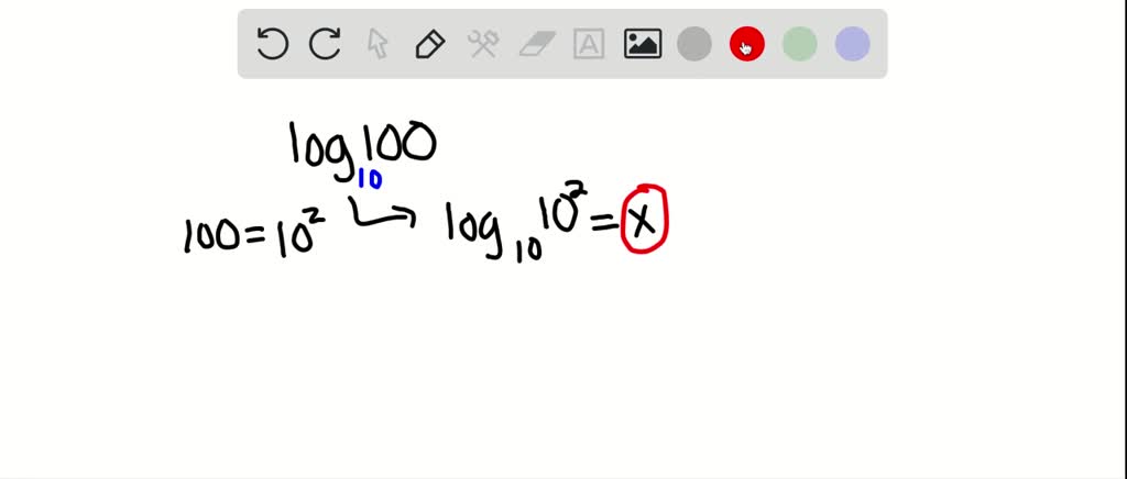 SOLVED:Evaluate each logarithm. log100 SOLVED:Evaluate each logarithm. log100