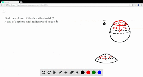 SOLVED:Find the volume of the described solid S . A cap of a sphere with radius r and height h