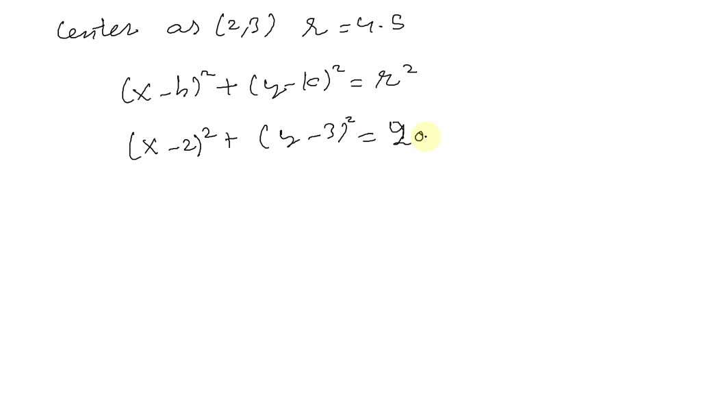 SOLVED Write An Equation Of A Circle With The Given Center And Radius SOLVED Write An Equation Of A Circle With The Given Center And Radius