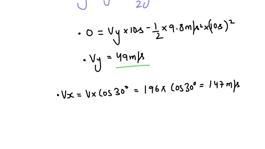 SOLVED:39. A projectile is launched at an angle of 30^∘ and lands 20 s later at the same height ...