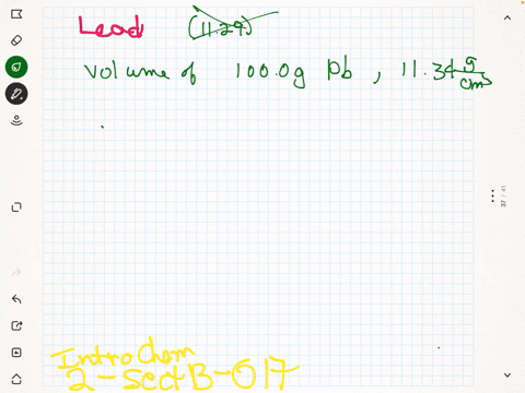 ⏩SOLVED:What is the volume of 100.0 g of lead if lead has a density ...