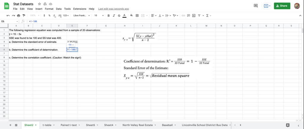SOLVED:A regression analysis has produced the following analysis of ...