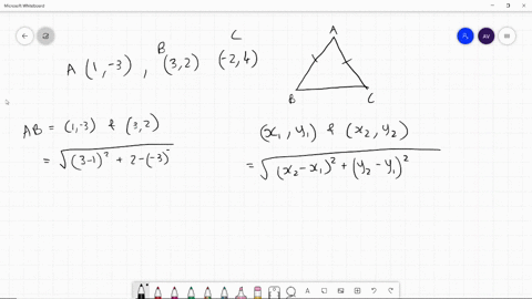 SOLVED:Show that the points form the vertices of the polygon. Isosceles triangle: (1,-3),(3,2 ...