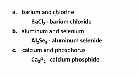 SOLVED:Write the formula and name the compound formed when each pair of elements combine ...