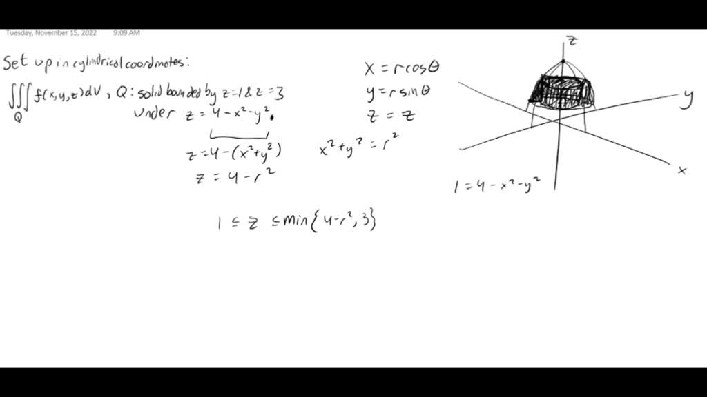 SOLVED Set Up The Triple Integral Q F x Y Z D V In Cylindrical solved-set-up-the-triple-integral-q-f-x-y-z-d-v-in-cylindrical