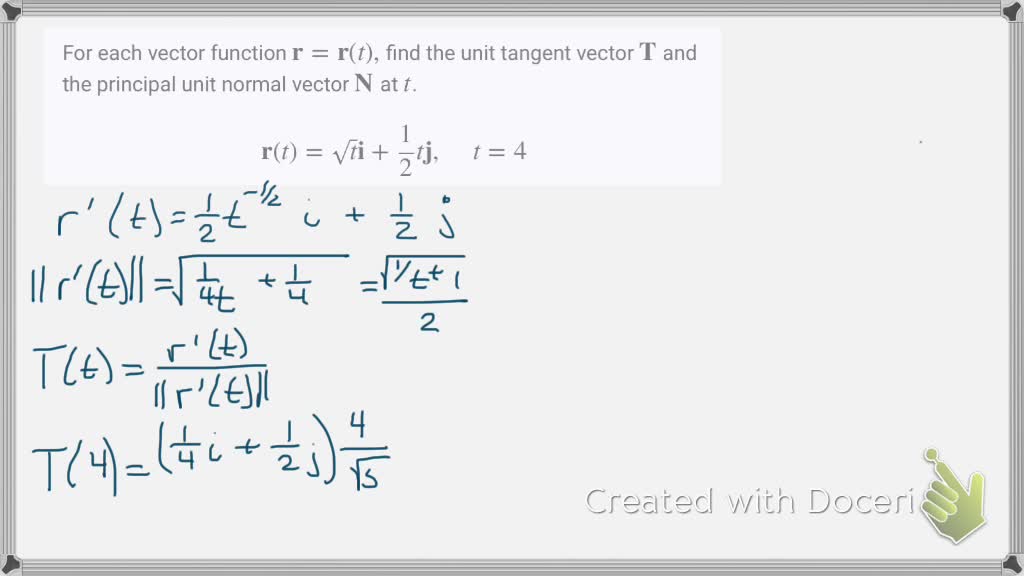 ⏩SOLVED:For each vector function 𝐫=𝐫(t), find the unit tangent… | Numerade