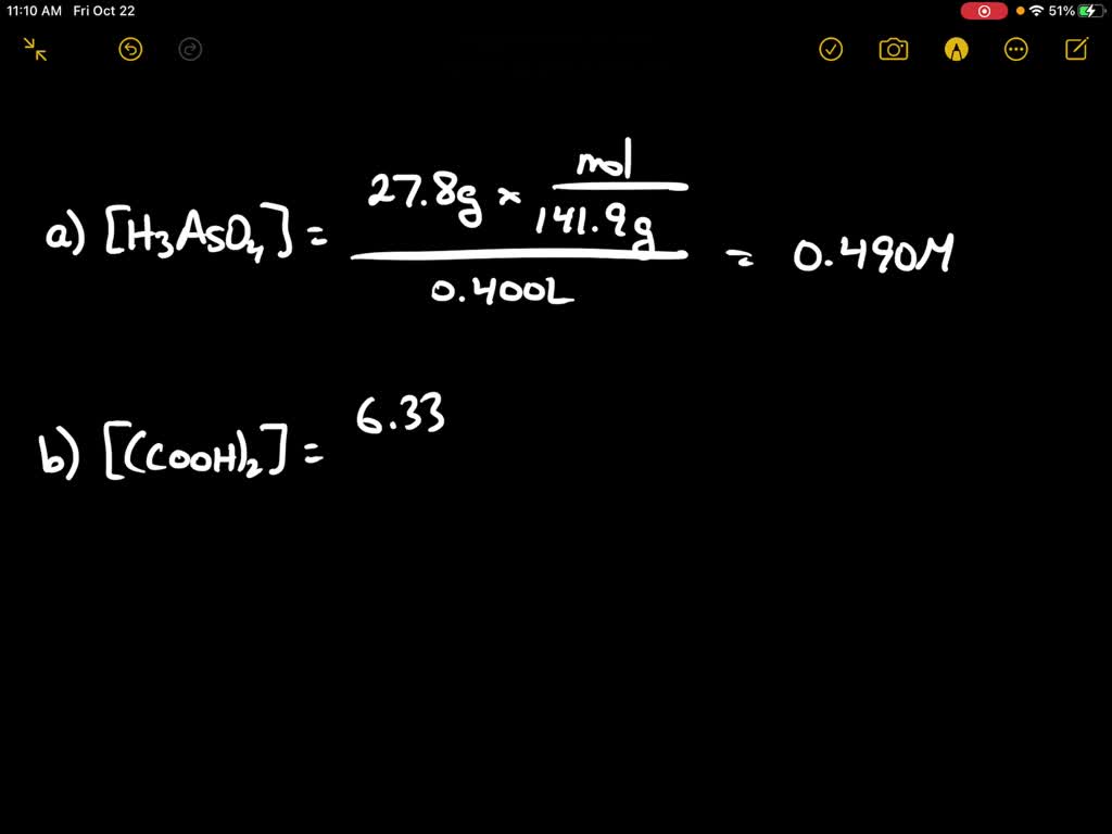 SOLVED:Calculate the molarities of solutions that contain the following ... SOLVED:Calculate the molarities of solutions that contain the following ...