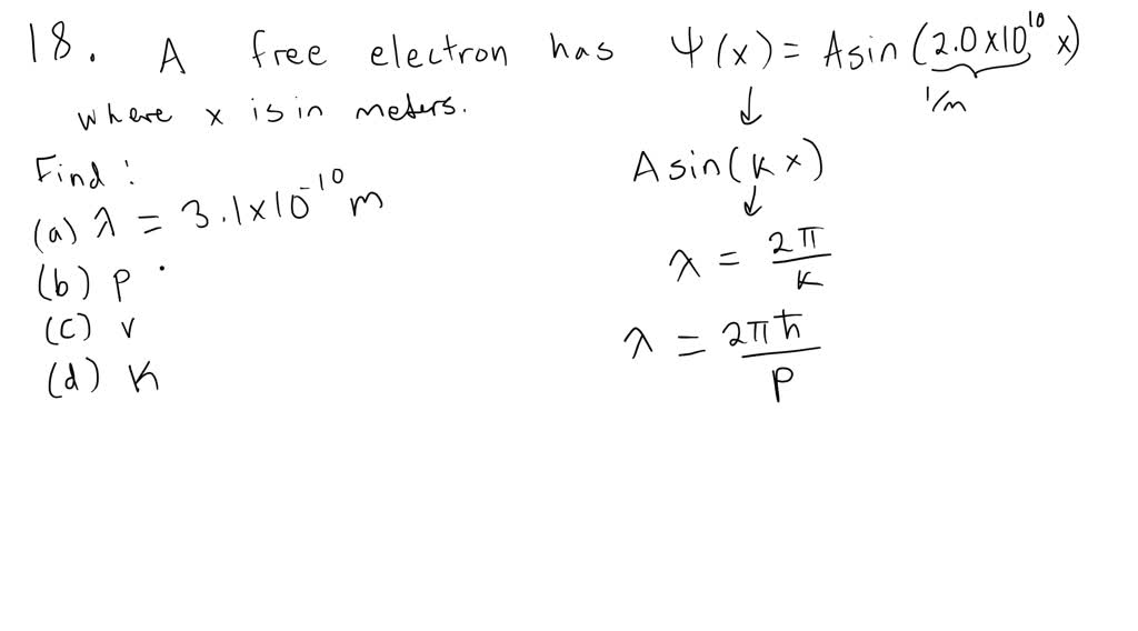 Solved I A Free Electron Has A Wave Function ψ X A Sin 2 0 ×10 10 X
