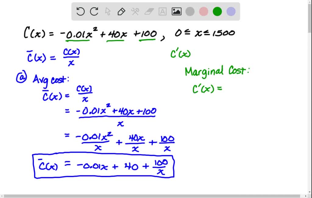 SOLVED MarGINAL AvERAGE Cost Find The Average Cost Function bar C