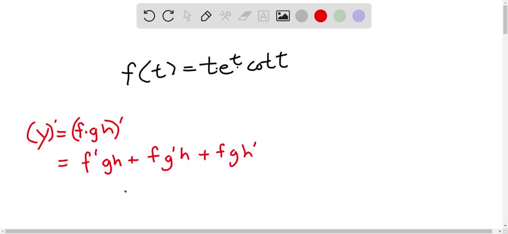 SOLVED: Differentiate. f(t)=t e^t cott | Numerade