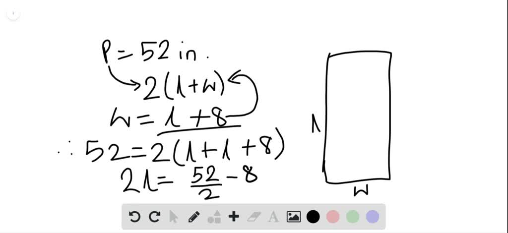 SOLVED:In the following exercises, solve. The width of a rectangle is 8 ...