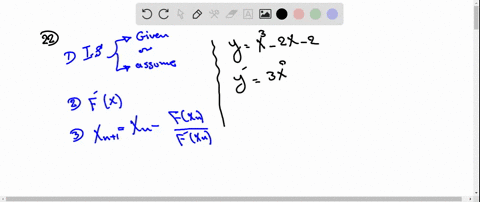 SOLVED:Apply Newton’s Method using the given initial guess, and explain why the method fails. y ...