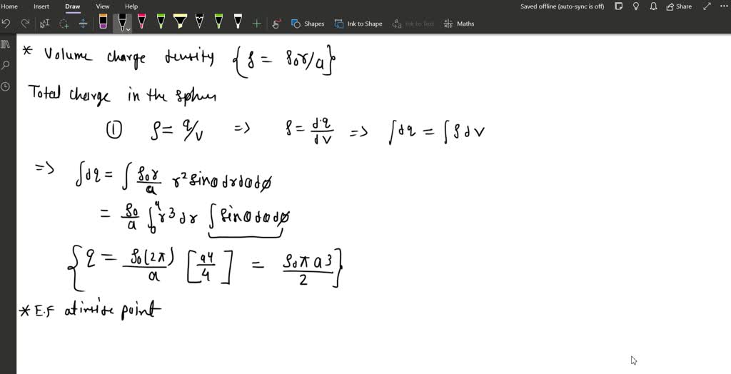SOLVED:The volume charge density inside a solid sphere of radius a is ρ ...