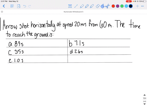 SOLVED:An arrow is shot horizontally with a speed of 20 . m / s from ...