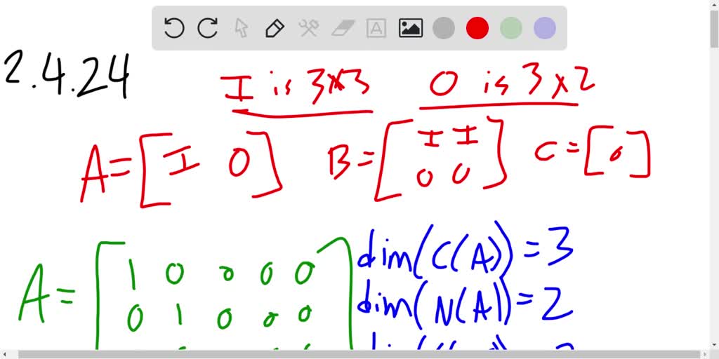 SOLVED:What are the dimensions of the four subspaces for A, B, and C ...