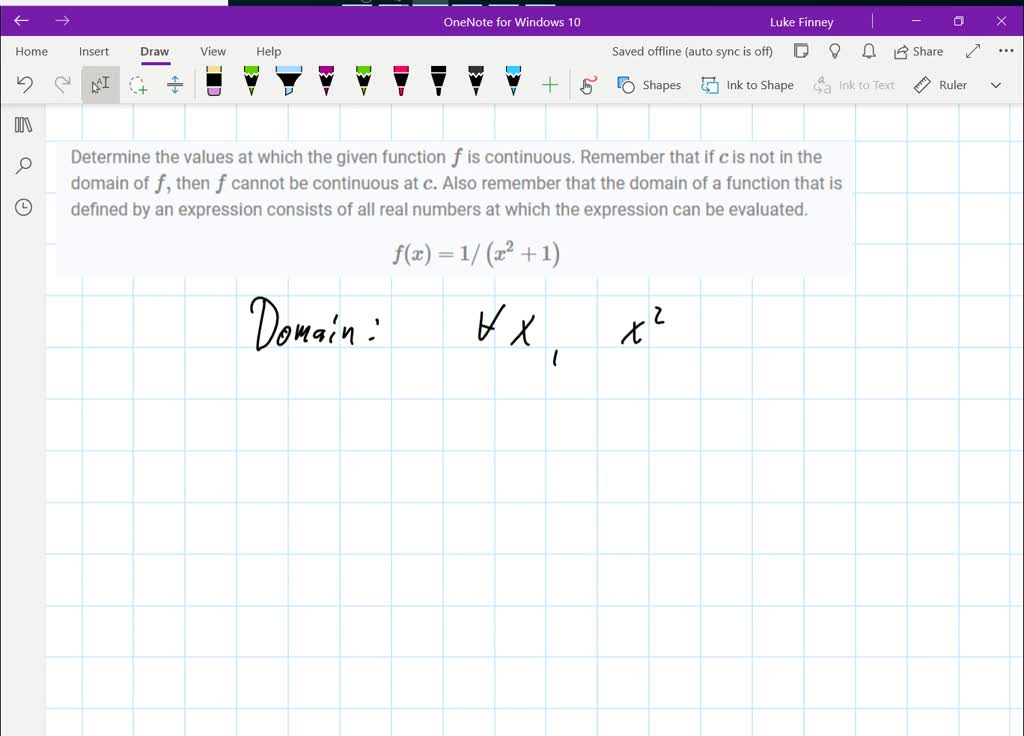 SOLVED:Determine the values at which the given function f is continuous. Remember that if c is ...