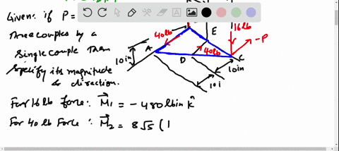 If P=20 lb in the figure, replace the three couples with a...