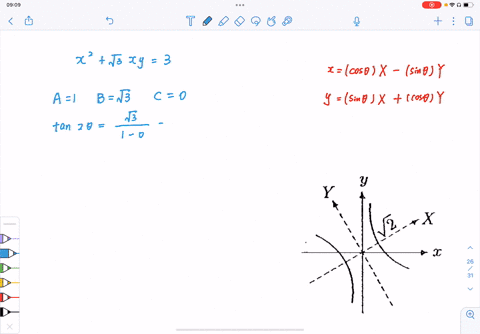 SOLVED:Remove the x y term by rotation of axes. Then decide what type ...