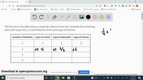 ⏩SOLVED:The first row in the table shows a recipe for 1 batch of ...