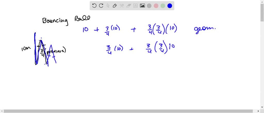 A ball is dropped from a height of 10 m. Each time it strikes me ground ...