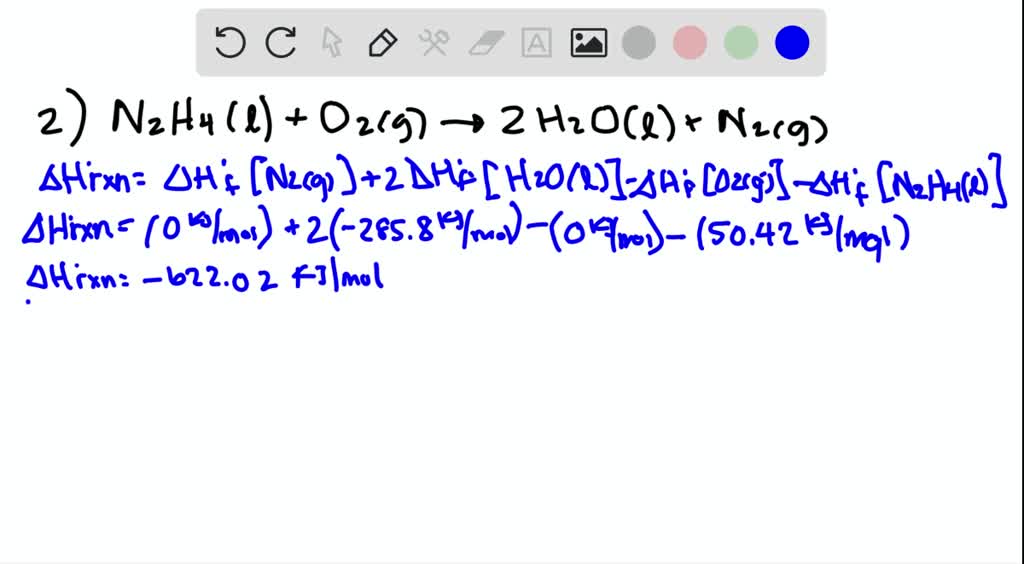 SOLVED:Hydrazine \left(\mathrm{N}_{2} \mathrm{H}_{4}\right) decomposes ...